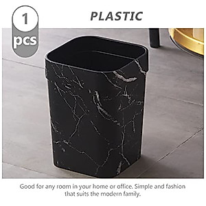 Cabilock Uncovered Trash Can Creative Marble Garbage Can Paper Waste Basket Dustbin Pen Pencil Desktop Storage Organizer for Home Kitchen Bathroom Office