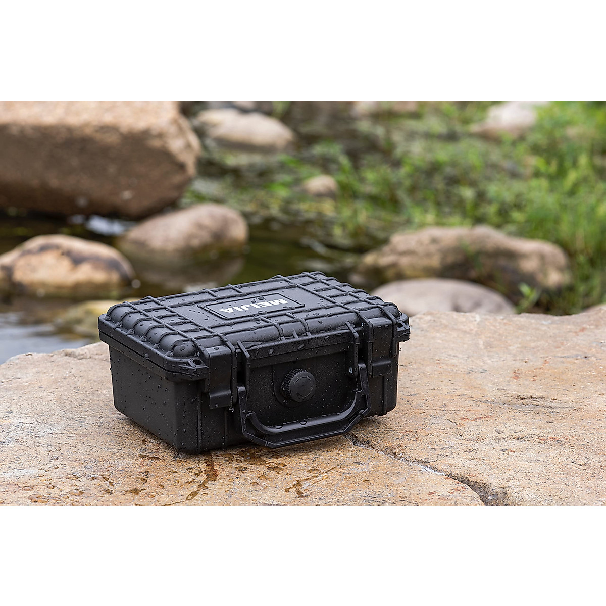 MEIJIA Portable All Weather IP67 Waterproof Protective Case, Hard Case,Camera Case With Customizable Foam,Fit Use of Drones, Cameras,Equipments, 8.12”x6.56”x 3.56”, Elegant Black