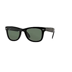 Ray-Ban RB4105 FOLDING WAYFARER 601/58 54M Black/Green Crystal Polarized Square Sunglasses For Men For Women + BUNDLE with Designer iWear Eyewear Kit