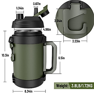 Hydraful Gallon Jug, 128oz Large Insulated Stainless Steel Sports Water Jug, Large Triple Wall Vacuum Insulation Water Bottle-Keeps Cold up to 48 Hrs-Sweat Proof,for Gym, Hiking & Camping