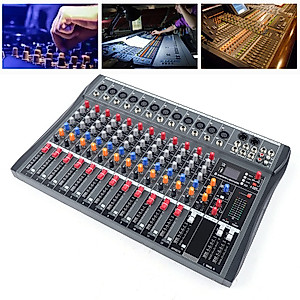 Professional Audio Mixer Sound Board Console,12 Channel Studio Audio Mixer,Bluetooth USB Live Studio Audio Mixing Power Mixing Amplifier Studio Audio DJ KTV Mixing Console USB Slot