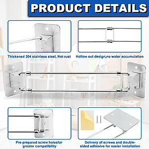 Quixleen 1 Pack Rv Shower Corner Storage Bar Adjustable Length of 7-13 Inch RV Must-Have Bathroom Accessories Rotating RV Bath Accessory for Securing for Camper/Travel Trailer Bath