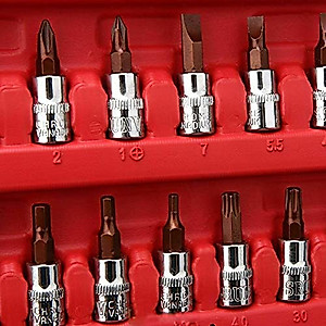 JTSQ 46Pcs 1/4" Ratchet Wrench Combination Package Socket Tool Set Auto Car Repairing Tool box Tool set Tool kit Multi tool Tool organizer Tool box organizer Hand tools Tool storage Home improve
