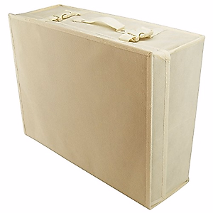 HANGERWORLD Large Ivory Wedding Dress Garment Storage Box and Under Bed Storage Travel Carry Case, with Acid Free Tissue Paper