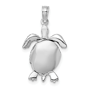Lex & Lu 14k White Gold 3D Moveable Sea Turtle Charm