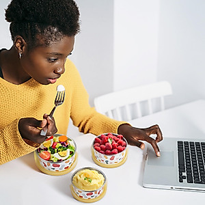Yawbay Stainless Steel Snack Containers with Silicone Lids, Stackable Easy Open Leak Proof Snack Food Containers Metal Lunch Boxes for Office, Home, School and Travel (18oz/10oz/5.5oz)