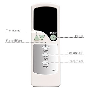 Replacement for Dimplex Fireplace Heater Remote Control 6908891459 6908891559 6700510200RP 6700510100RP 2000220100RP 6908921359 6908921459 6908931359