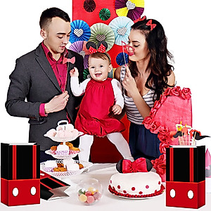 Tenare 28 Pieces Mouse Party Paper Bags, Birthday Treat Candy Goody Favor Bags Present Paper Bags for Mouse Theme Birthday Party Supplies