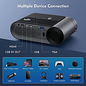 Native 1080P Projector, Bluetooth Projector WiFi Projector (black)