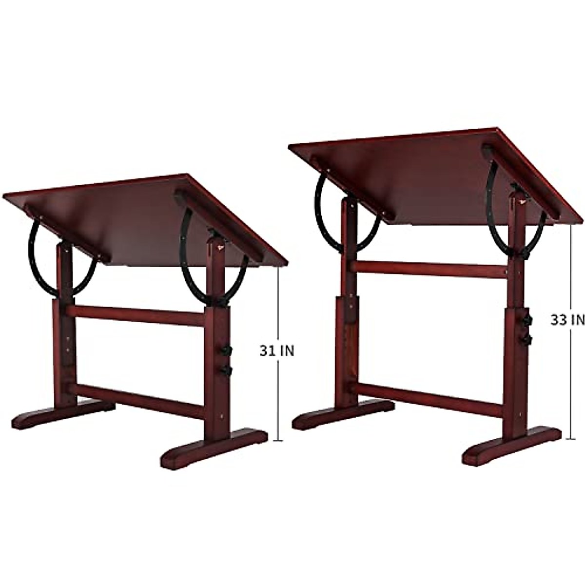 MEEDEN Wood Drafting Table,Artist Drawing Table with Height Adjustable & Tilting Large Surface Tabletop,Studio Painting Table,Art Craft Desk for Writing,Reading,Working Desk,Walnut Color