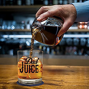 Dad Juice Funny Whiskey Glass Gift for Dad, Unique Gag Birthday, Fathers Day, Christmas, Gifts Idea for Men, New Dad from Son, Daughter, Kids, Wife, Old Fashioned Bourbon Rocks Glass for Dad, 11oz