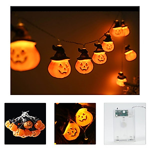 wonlex Orange Halloween Lights Battery Operated, 10FT 20 LEDs Pumpkin Lights Halloween Decor, Halloween Decorations Lights for Indoor, Outdoor Party, Garden (Pumpkin with Wizard Hat)