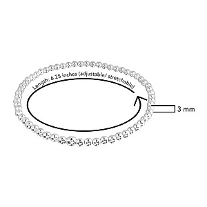 AeraVida Simple Round Beads Sterling Silver Unisex Braceletม 6.25 inches