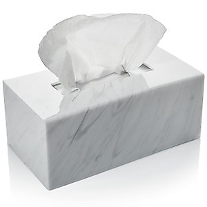 Acrylic Tissue Box Holder, Clear Dispenser for Facial Tissues, Napkins, and Dryer Sheets. Perfect for Bathrooms, Desks, Countertops, Vanities, Bedrooms, and Nightstands (Rectangle, Marble)