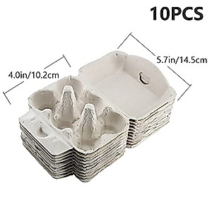 Hemoton 10 Pack Paper Egg Cartons Easter Reusable Egg Storage Natural Pulp Egg Cartons Pulp Fiber Egg Flats for Chicken Eggs Bulk Blank Egg Container Holds 6 Eggs