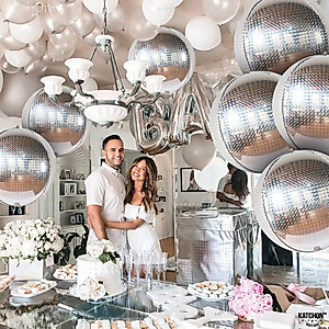 KatchOn, Silver Disco Ball Balloons - 22 Inch, Pack of 6 | Silver Disco Balloons | Shiny Silver Balloons for Bachelorette Party Decoration | New Years Balloons for New Years Eve Party Supplies 2025