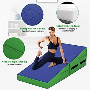 Gymnastics Mat 48x24 Inch Incline Tumbling Mats for Gymnastics for Home, Folding Gymnastics Wedge with Non-Slip Surface& Handles, Indoor/Outdoor Exercise Mat Cheese Wedge Mat for Kid Adults Workout