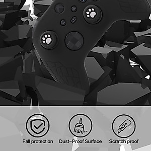 Xbox Series X Controller Skin, Anti-Slip Xbox Series S Silicone Skin, Ergonomic Soft Rubber Protective Case for Xbox Series S/X Controller with Thumb Grip Caps - All Black