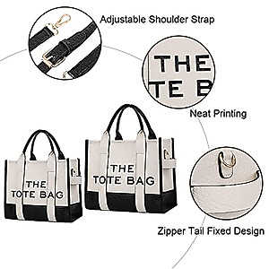 JQWSVE The Tote Bag for Women - Trendy Color Block Designer Handbag Canvas Tote Purse Shoulder Bag Large Hobo Crossbody Bag