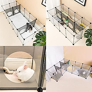 DINMO Rabbit Playpen, Guinea Pig Cages, Hamster Cages, Interesting Game Holes Design for Small Animal, Bunny, Ferret, Hedgehog, DIY, Expanded, Portable, Exercise Fence, 61.4 x 25.4 x 16.4 inches
