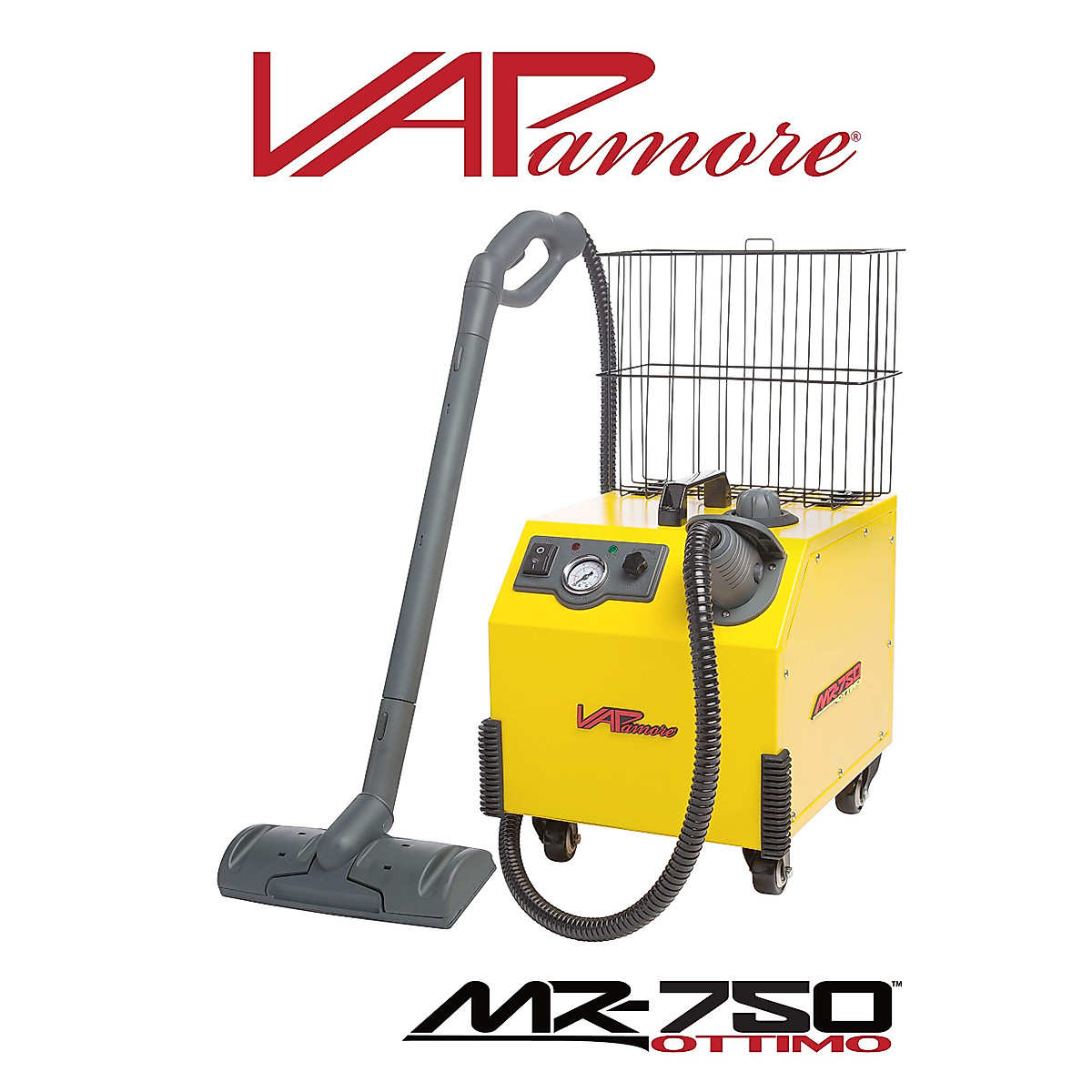 Vapamore MR-750 Ottimo Heavy Duty Steam Cleaner. Electronic Solenoid For Dry Steam Control, Full Stainless Steel Boiler,1 Gallon Water Capacity, Multipurpose, Chemical Free, 24 Professional Tools