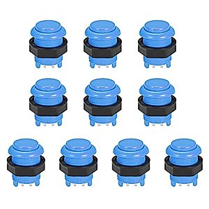 Rebower Momentary Game Push Button Switches Game Small Button [for Arcade Video Game] -M28/Blue/10 Pcs