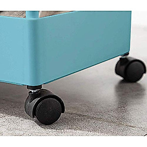 Beaugreen 4-Tiers Rolling Cart Slide Out Storage Tower Utility for Kitchen Bathroom Laundry Narrow Places (Blue)