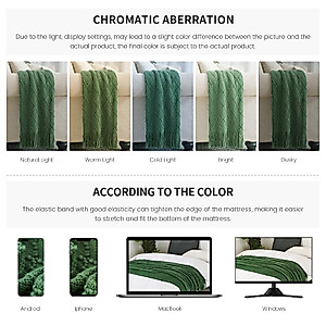 BOURINA Green Throw Blanket 50x60 Inches Throw Textured Solid Soft Sofa Couch Decorative Knit Blanket