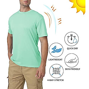 BIYLACLESEN Shirts for Men Sun Protection Shirts Short Sleeve UV Protection Shirts Dry Fit Athletic T-Shirts Quick Dry Lightweight Hiking Shirts Mint Green