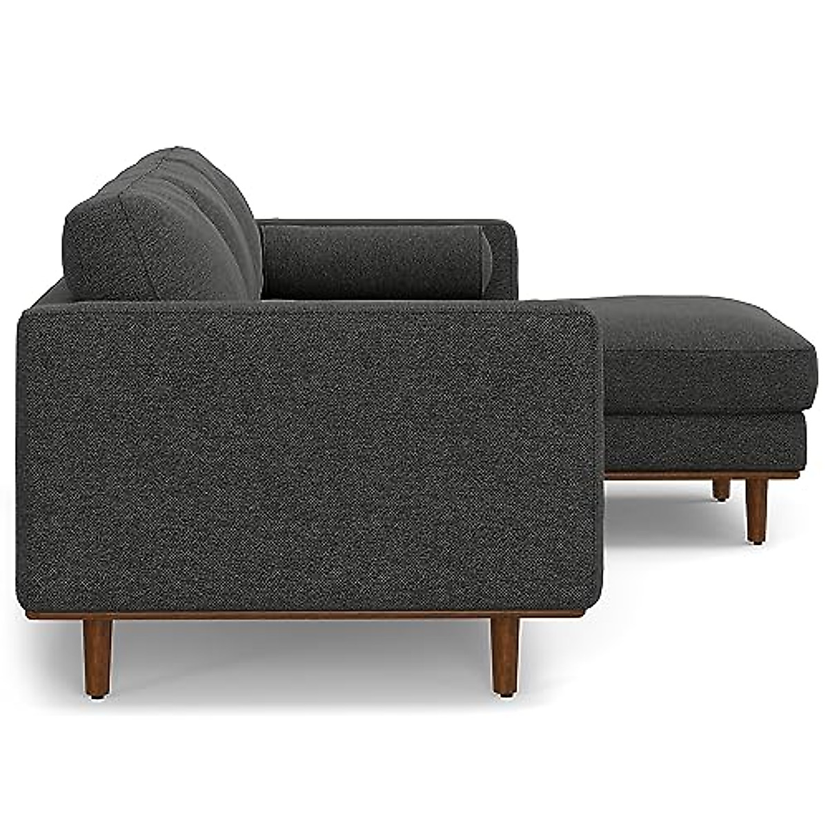 SIMPLIHOME Morrison Right Sectional Sofa in Woven-Blend Recycled Polyester Fabric, Charcoal Grey, 102-inches Wide, L-Shaped Couch with Right Chaise for the Living Room and Family Room