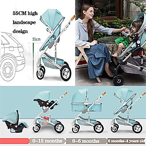 Infant Carriage Portable Baby Stroller 3 in 1 Infant Pram Pushchair for Newborn and Toddler Foldable Anti-Shock High View Carriage (3 In1,Black)