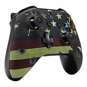 MODDEDZONE Custom MODDED Wireless Controller for Xbox One S/X and PC - With Unique Smart Mods - Best For First Person Shooter Games - Handcrafted by Experts in USA with Unique Design - American Flag