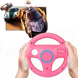 OSTENT Kart Racing Games Steering Wheel for Nintendo Wii Remote Controller Super Mario Game Color Pink