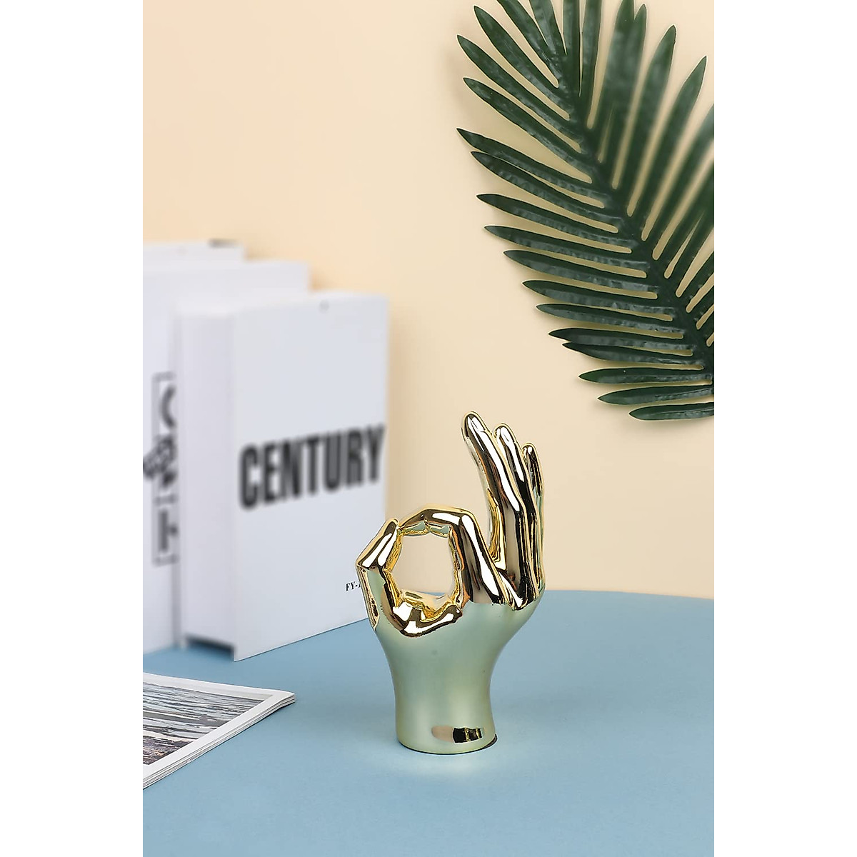 Gothic Home Decor Bookshelf Decorative Objects, Black Skeleton Finger Statues Morden Accents Aesthetic Room Accessories, Knick Knacks Home Decor for Shelves