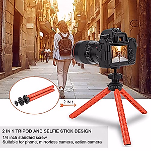 Foldable Tripod, Action Camera Tripod, Portable for Small Size Action Cameras for Mobile Phone Mirrorless Camera Outdoor(red)