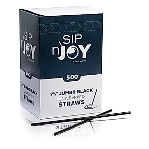 [1000-Pack] Plastic Straws - 7.75 Inches Long, Drinking Straws, Standard Size, Bulk Pack, Black (2 Boxes of 500 Straws)