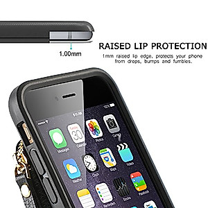 ZVE Case for iPhone SE 2022 5G for iPhone 7, 4.7 inch, Leather Wallet Case with Card Holder Slot Zipper Wallet Pocket Purse Handbag Wrist Strap Protective Cover for iPhone 8/7/SE- Black