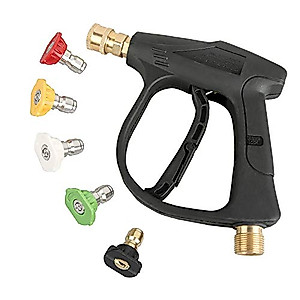Sooprinse High Pressure Washer Gun,3000 PSI Max with 5 color quick connect Nozzles M22 hose connector 3.0 TIP