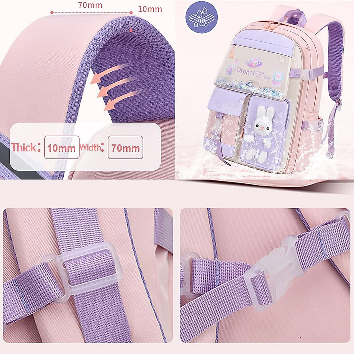 FEUWINK Backpacks for Girls Cute Backpacks for Kids School Waterproof Backpack That Reduces Shoulder Pressure Suitable for Children (Pink2)