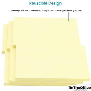 1InTheOffice Yellow Sticky Notes 3x5 Unlined, Self Stick Note Pads,100-Sheet, 18/Pack