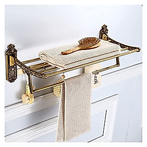 Towel BAR Rack Towel Rail for Bathroom,Punch-Free Bath Hand Towel Holder,Bathroom Towel Rail,European Antique Bathroom Rack Space Aluminum Towel Bar/Towel Rack (Color : Double Rod, Size : Christmas