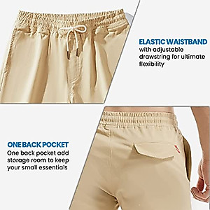 AIMPACT Men's 5 Inseam Cotton Casual Shorts Elastic Waistband with Multi-Pocket Daily Wear(Khaki XL)