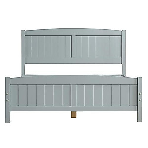 Modern Grey Wooden Bed Frame with Curved Headboard and Vertical Stripe Design - Full Pine Single-Layer Core Full-Board Bed Frame for a Sleek Look