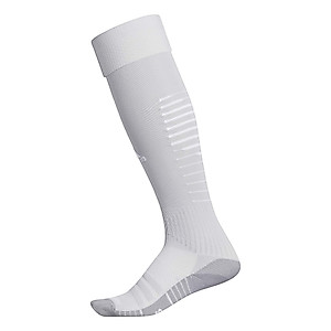 adidas Speed 2 Soccer Socks for Boys, Girls, Men and Women (1-Pair), Team Light Grey/White/Light Onix Grey, Small