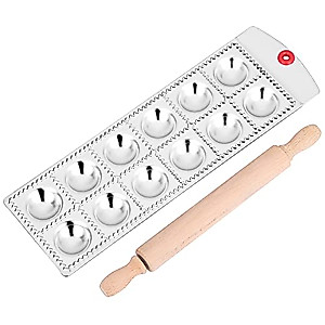 Ravioli Maker & Ravioli molds Tool-12 Hole Round Mold Italian Pasta Italian Tray Kit With Rolling Pin (Round shape)1