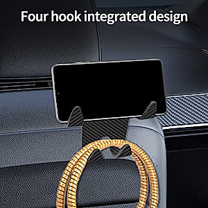 Nicyop 1Pcs Car Seat Headrest Hook,Hanger Storage Organizer,Carbon Fiber Car Hooks for Purses and Bags,Universal Auto Interior Accessories(Black)