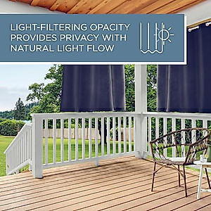 Exclusive Home Cabana Solid Indoor/Outdoor Light Filtering Grommet Top Curtain Panel Pair, 54"x63", Navy