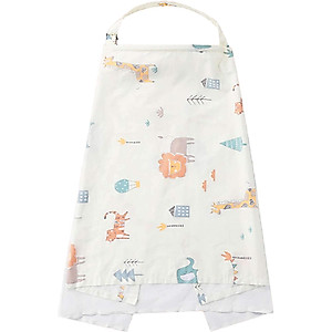 Breastfeeding Nursing Cover, Breast-Feeding Towel，Trcoveric Lightweight Breathable Cotton Privacy Feeding Cover, Nursing Apron for Breastfeeding - Full Coverage, Adjustable Strap (White)