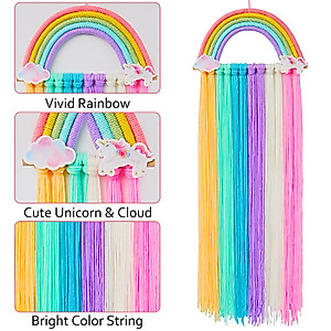 FIOBEE Rainbow Hair Bows Holder Organizer Unicorn Clips Storage Headband Holder Unicorn Wall Hanging Home Décor for Baby Girls Room