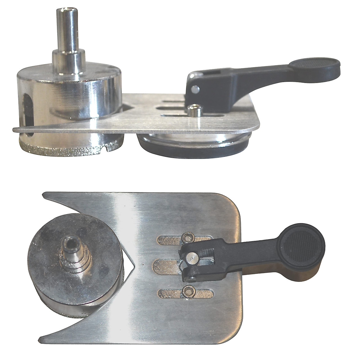 Diamond Drill Bit Holder Diamond Hole Saw Guide is a Diamond Core Drill Holder for Diamond Core Bits Stainless Steel Hole Saw Guide Plate Suction core bit Holder and Drill Guide for Straight Holes